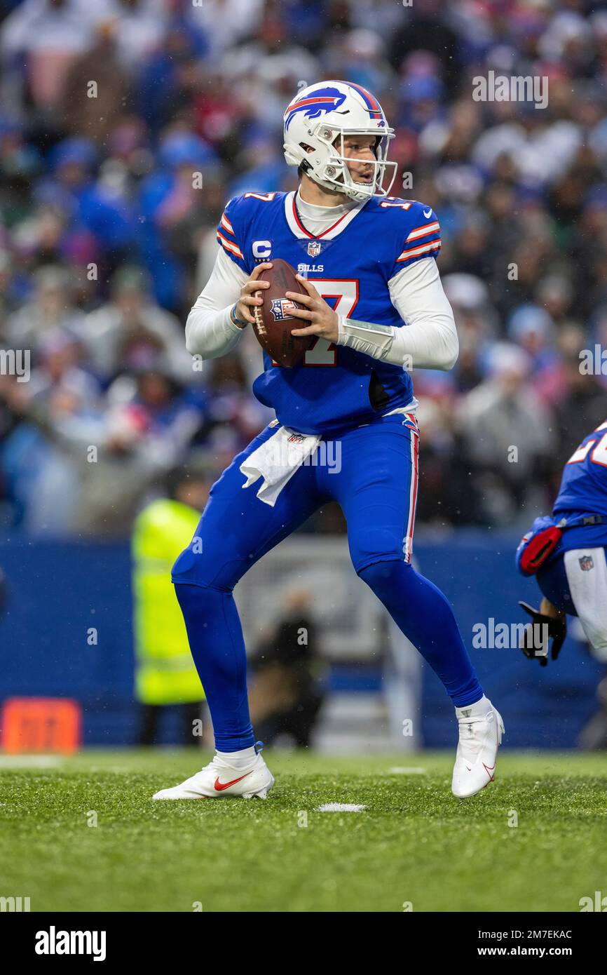 Buffalo Bills quarterback Josh Allen (17) drops back to pass against ...