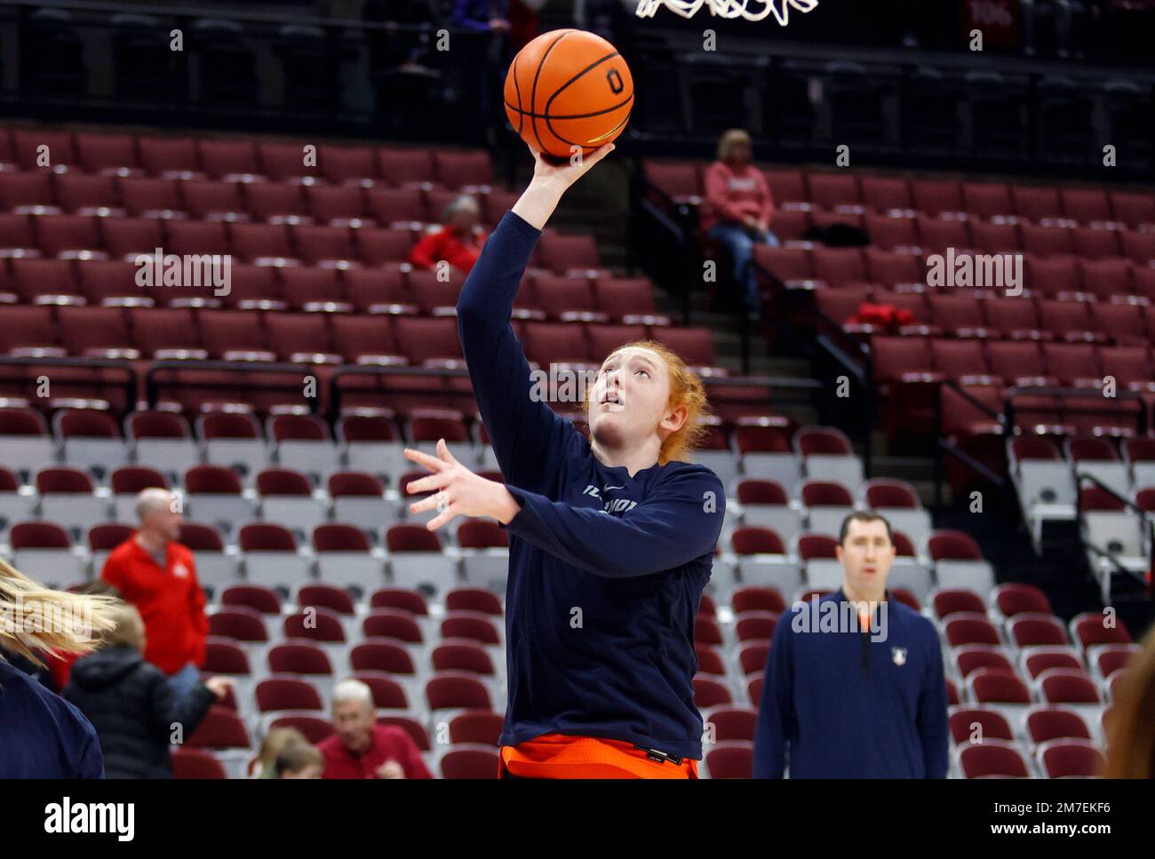 Illinois forward Samantha Dewey warms up before an NCAA college ...