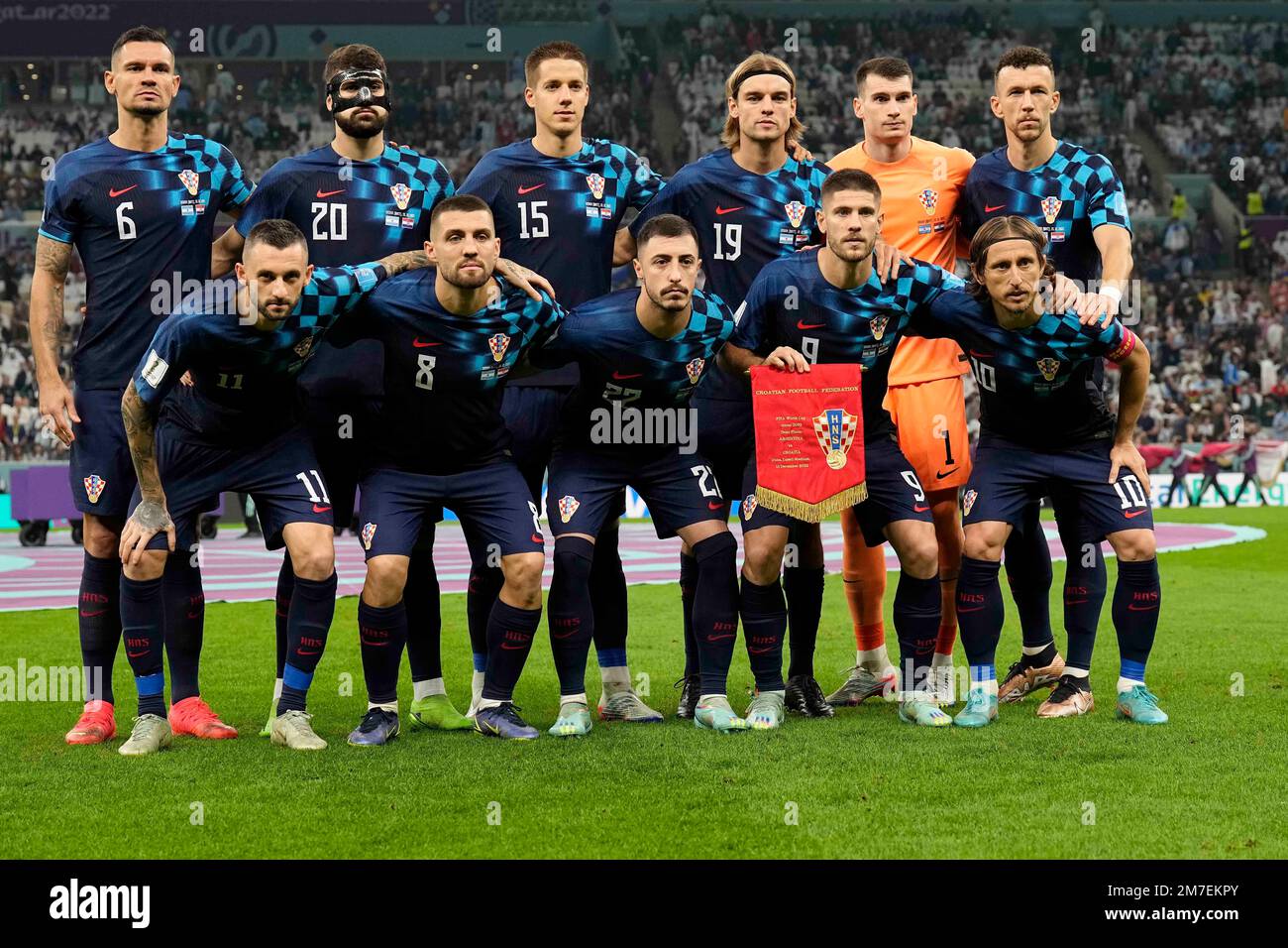 Team Croatia pose prior to the World Cup semifinal soccer match between ...