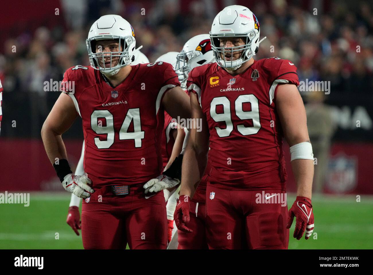 Arizona Cardinals defensive end Zach Allen (94) and defensive end J.J. Watt (99) during the ...