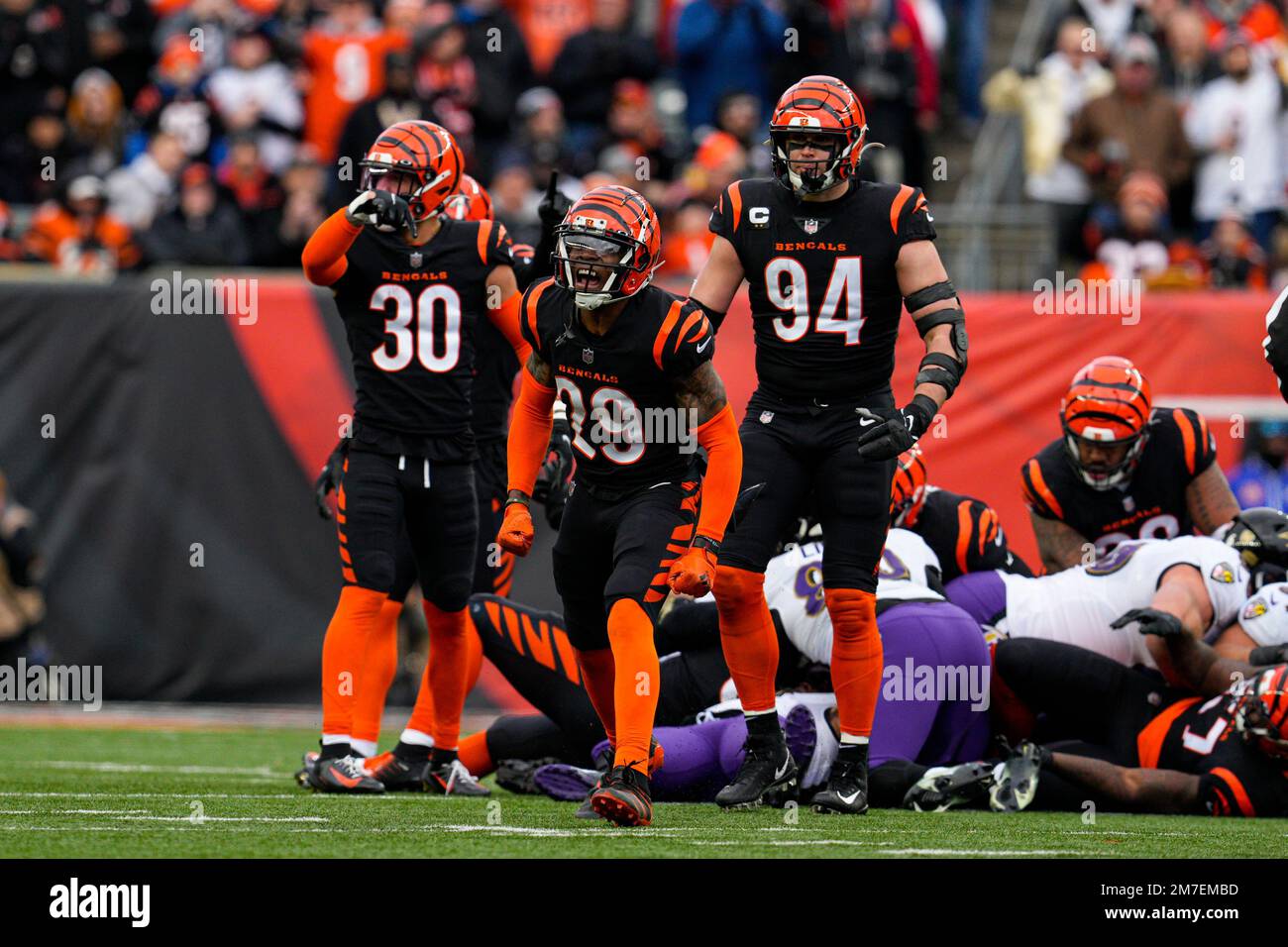 Cincinnati Bengals cornerback Cam Taylor-Britt (29) celebrates after a ...