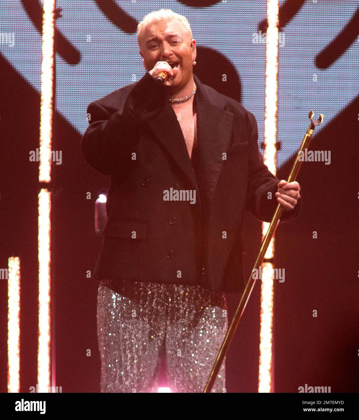 Sam Smith performs in concert during Q102's iHeartRadio Jingle Ball at ...