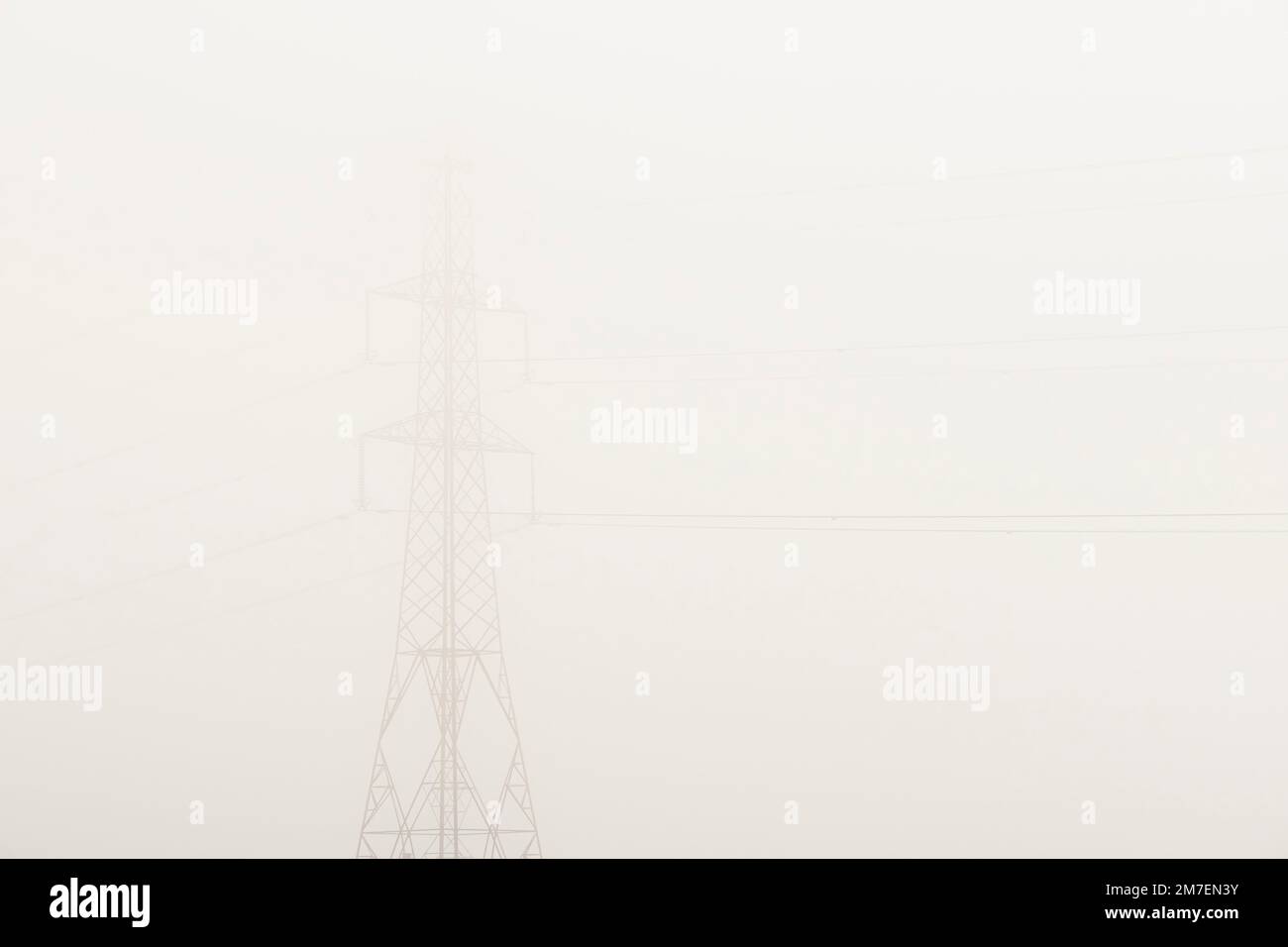Power or electricity lines crossing the countryside on pylons, Almost ...