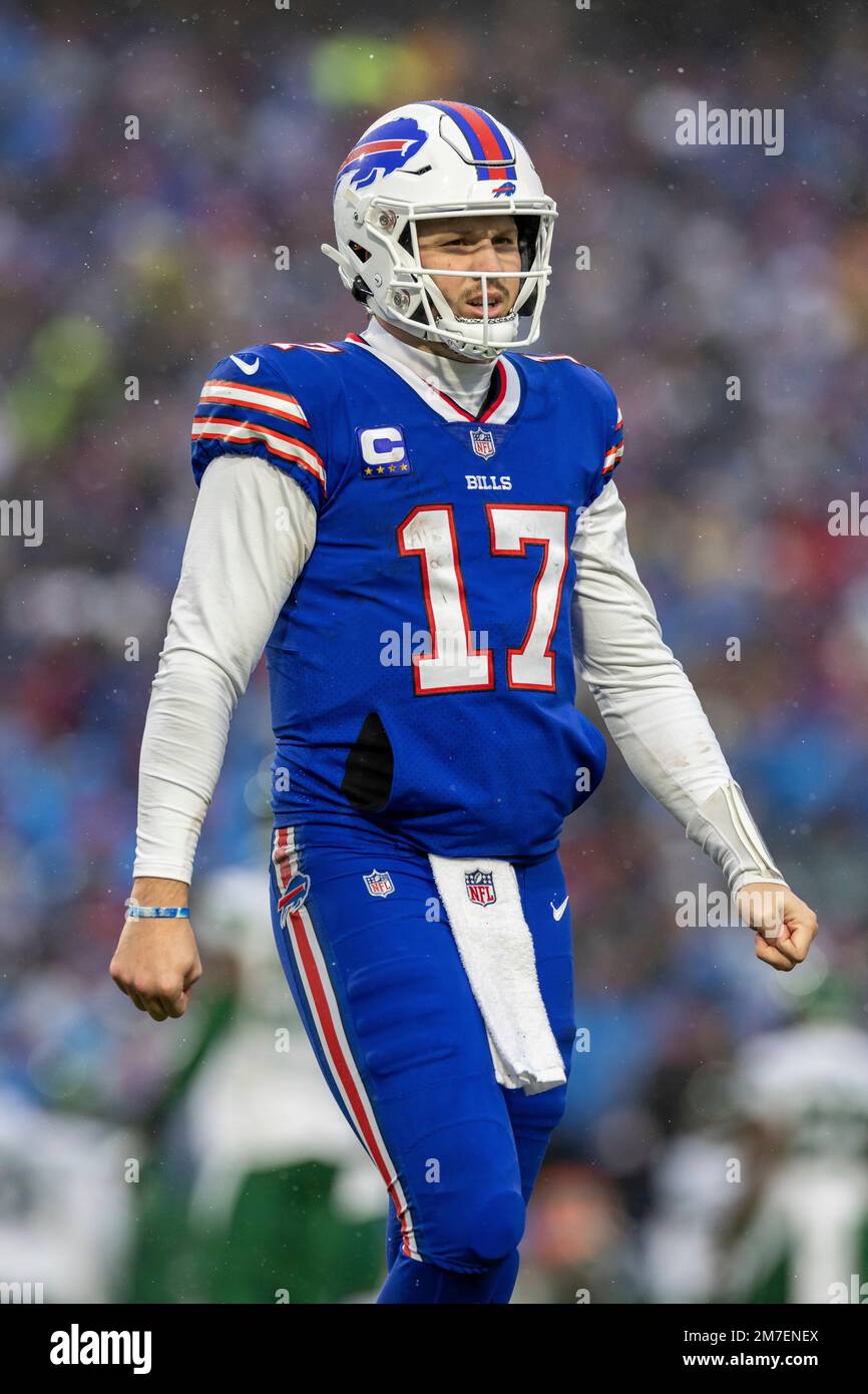 Buffalo Bills quarterback Josh Allen (17) against the New York Jets in ...