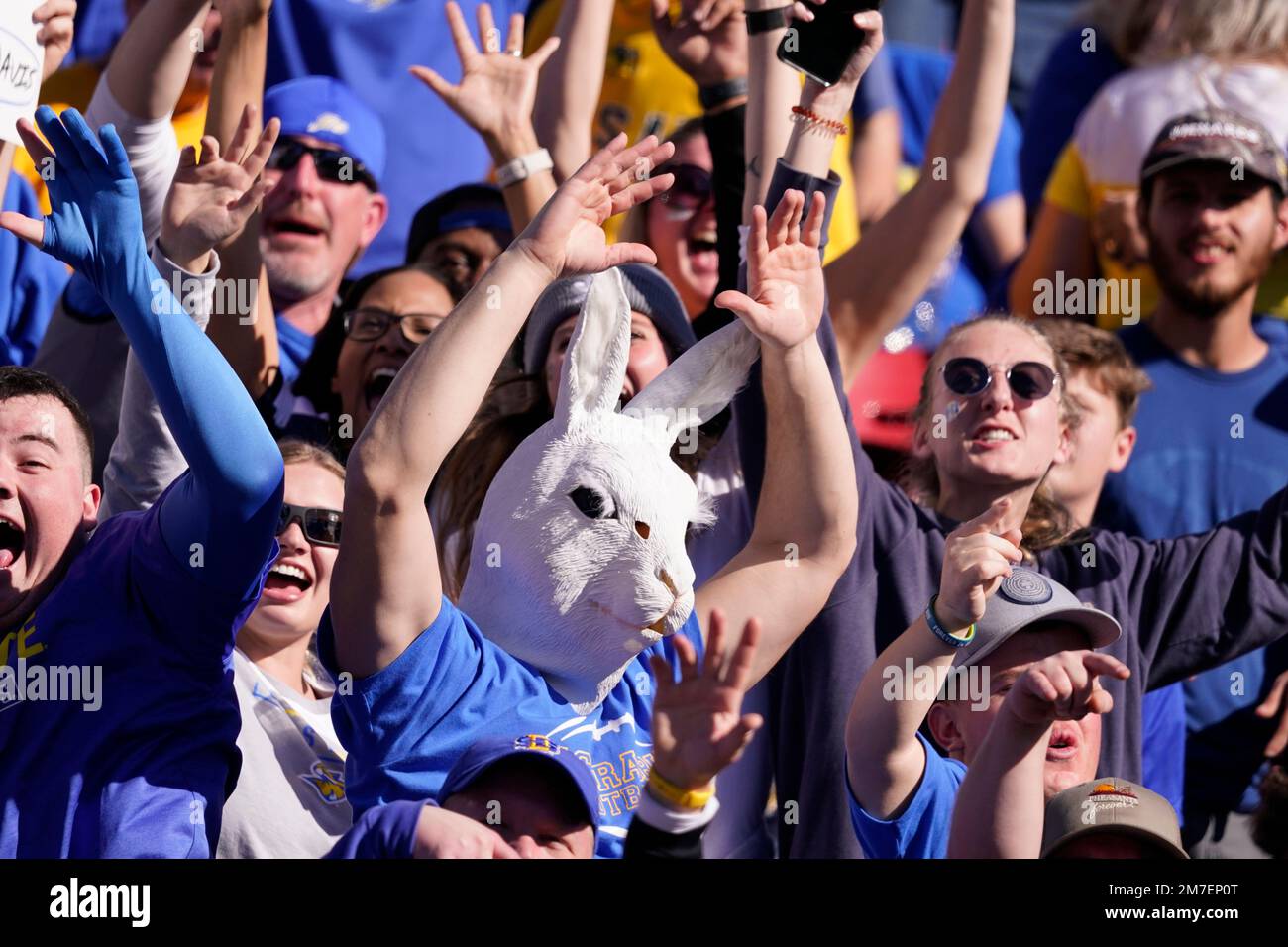South Dakota State fans cheer during the first half of the FCS ...