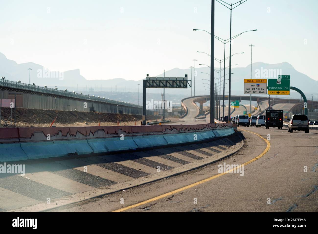 President Joe Biden's motorcade drives near the U.S.-Mexico border in ...