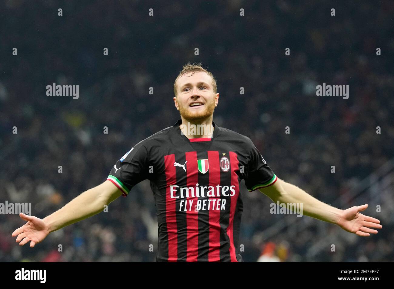 AC Milan's Tommaso Pobega celebrates after scoring his side's second ...