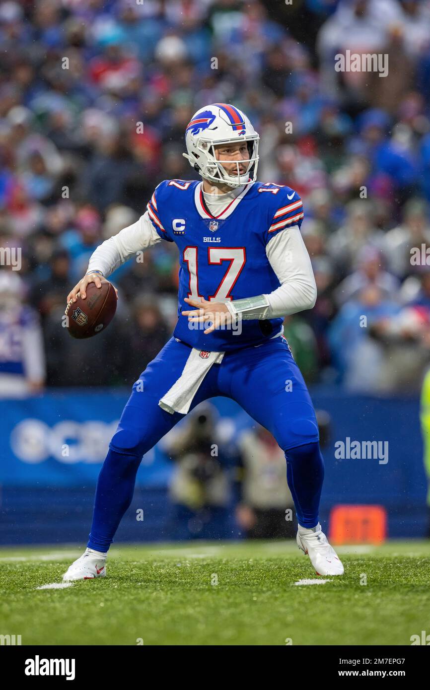 Buffalo Bills quarterback Josh Allen (17) drops back to pass against ...
