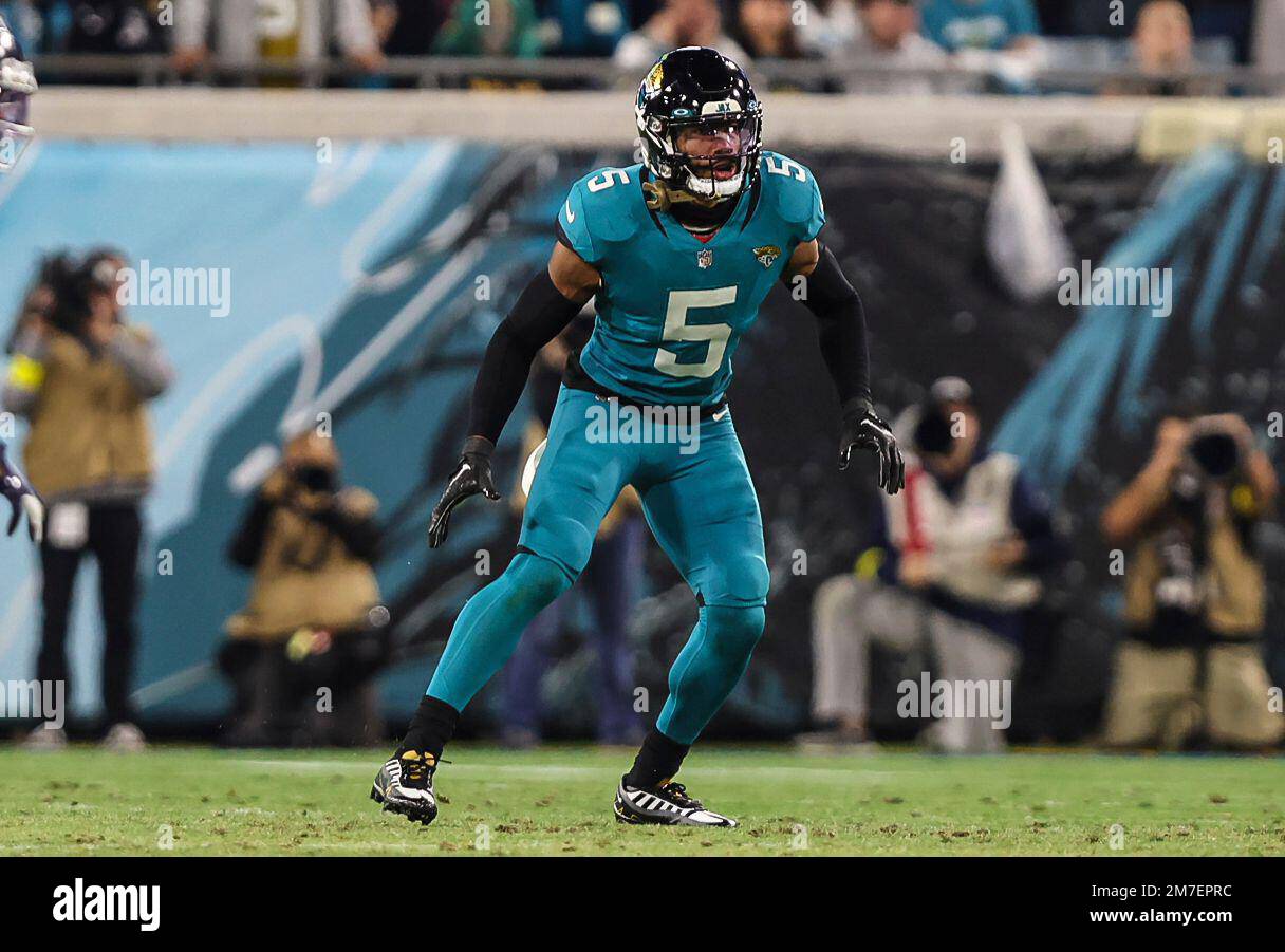 Jacksonville Jaguars safety Andre Cisco (5) in action during an NFL ...