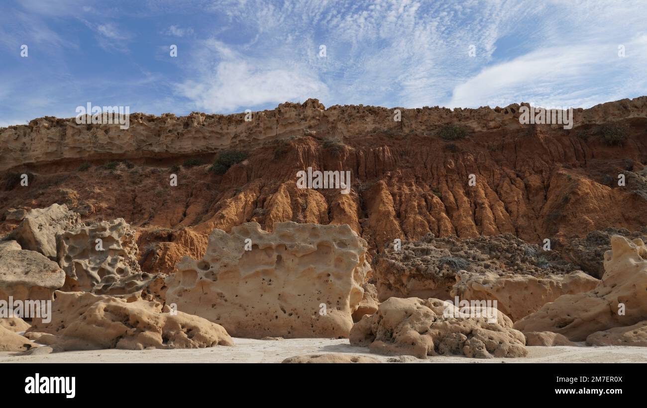 Rocky sea shore and blue sky on sunny day. Seascape, Mediterranean ...