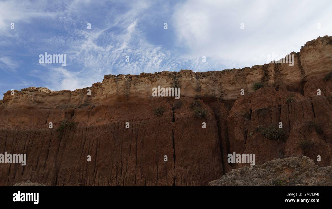Rocky sea shore and blue sky on sunny day. Seascape, Mediterranean ...