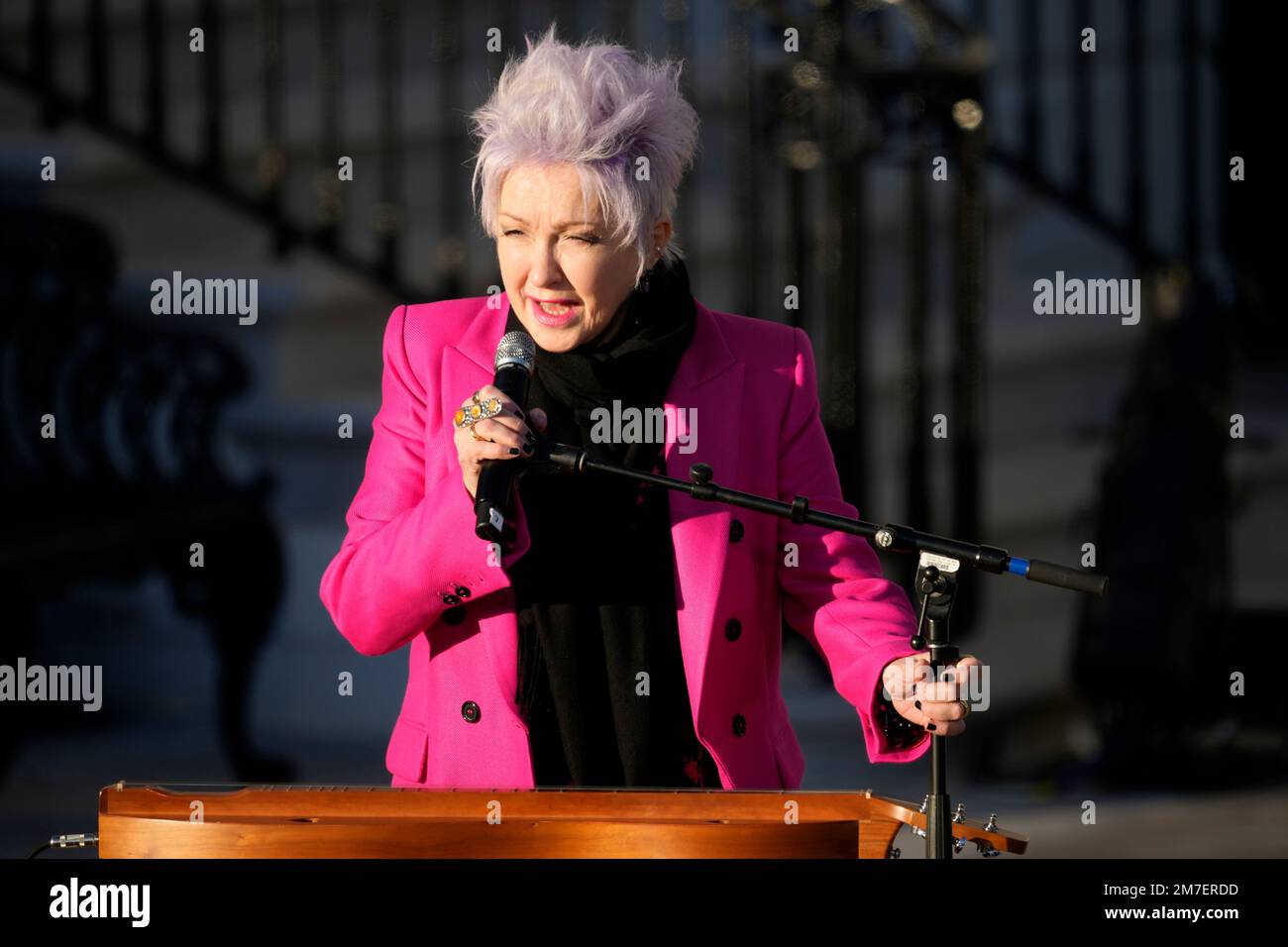 Singer Cyndi Lauper before President Joe Biden signs the Respect for ...