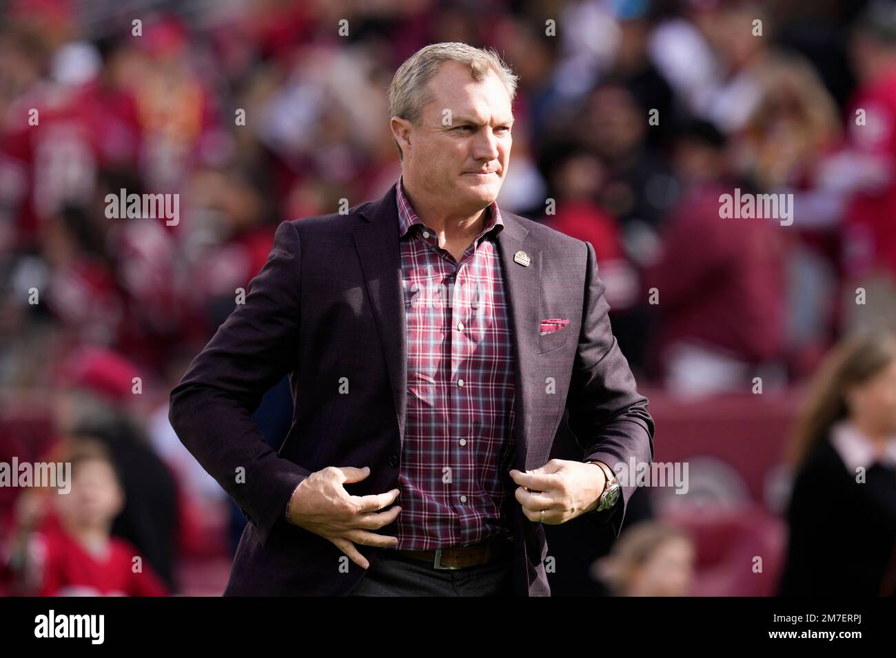 San Francisco 49ers general manager John Lynch before an NFL football ...