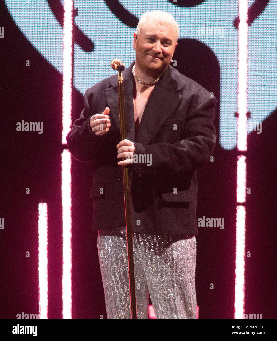 Sam Smith performs in concert during Q102's iHeartRadio Jingle Ball at ...