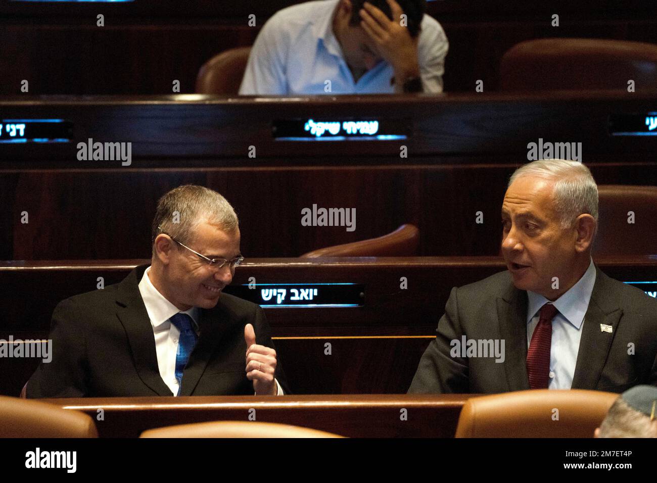 Israeli Prime Minister designate Benjamin Netanyahu, right, and Yariv ...