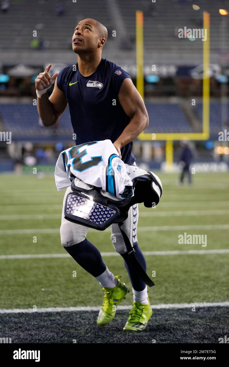Seattle Seahawks wide receiver Tyler Lockett (16) walks off the field ...
