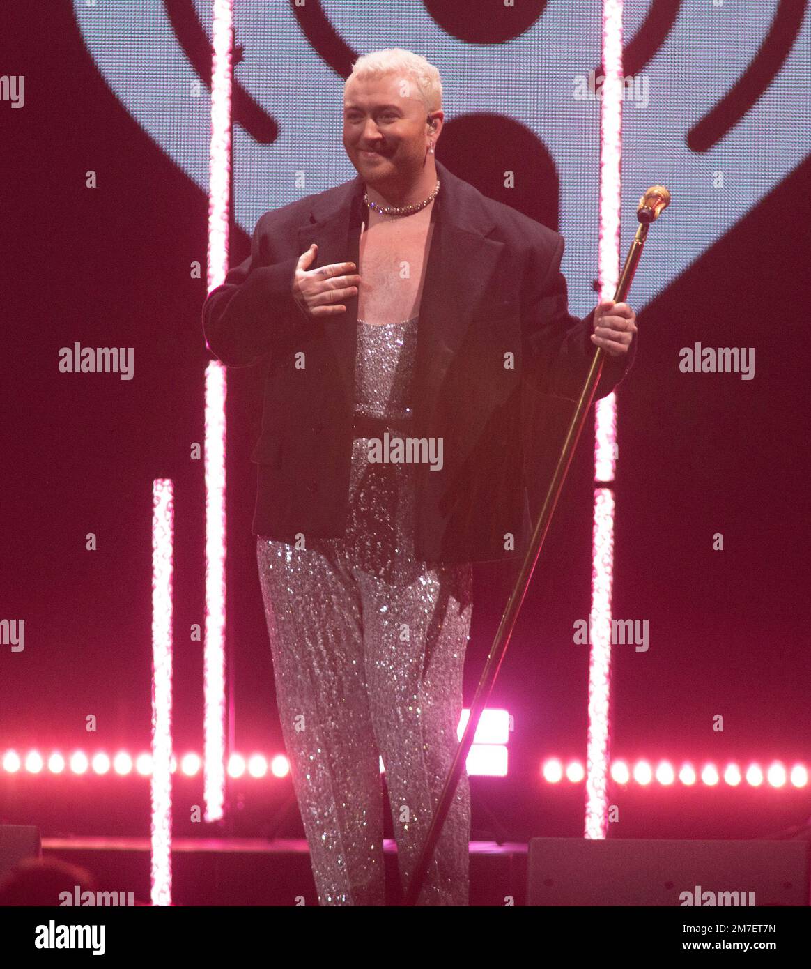 Sam Smith performs in concert during Q102's iHeartRadio Jingle Ball at ...
