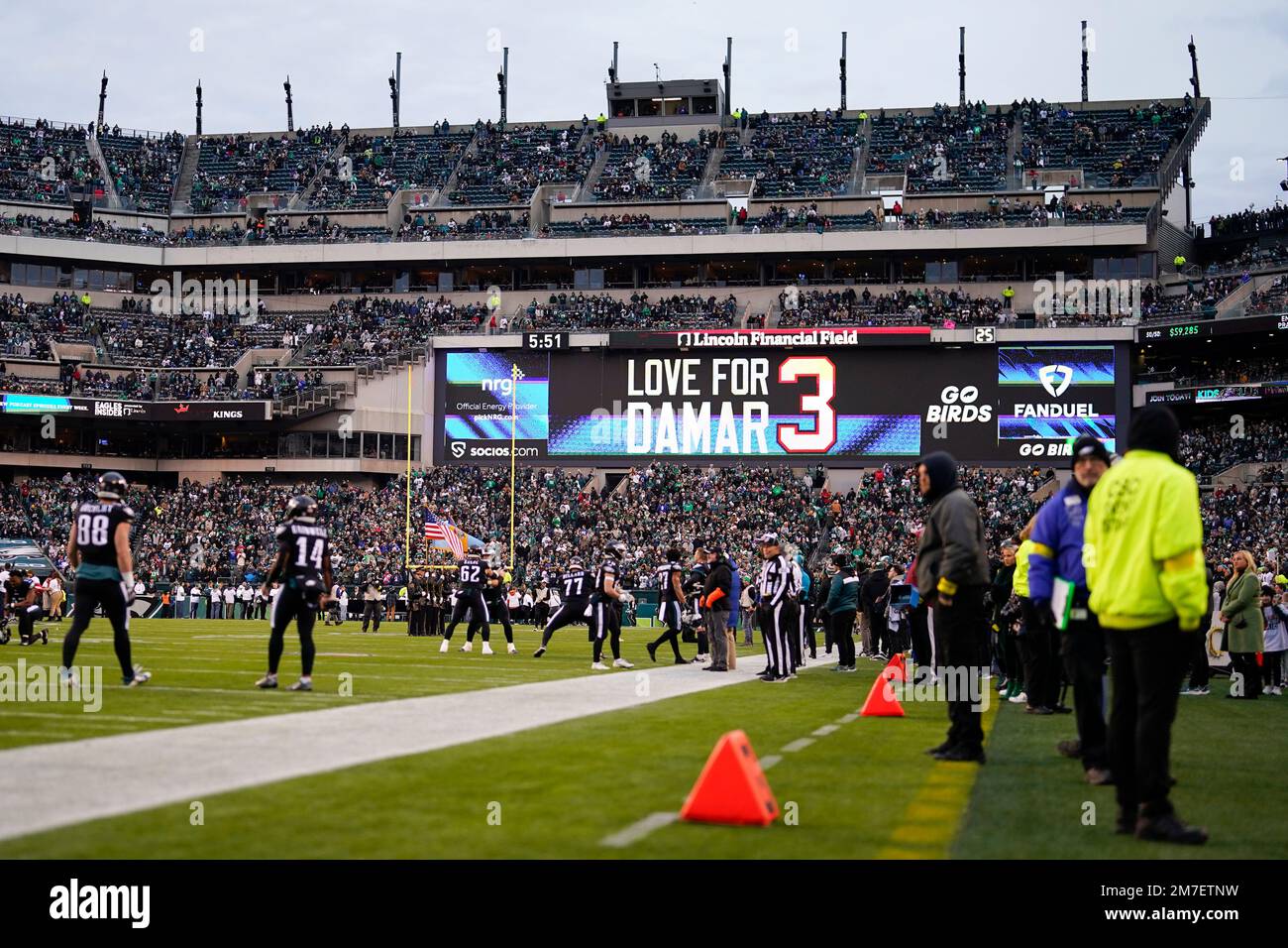 A message seen is on the video screen honoring Buffalo Bills safety ...