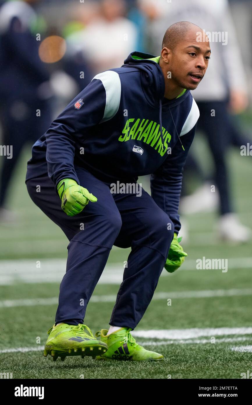 Seattle Seahawks wide receiver Tyler Lockett (16) warms up before an ...