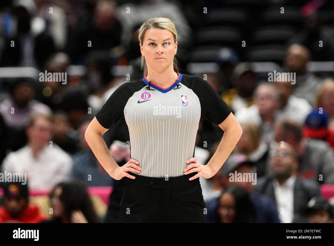 NBA referee Jenna Schroeder (84) in action during the first half of an ...