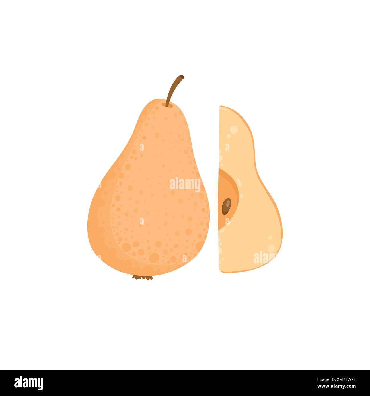 Cut pear. Fruit half, cross-section with seeds, fresh flesh. Healthy ...