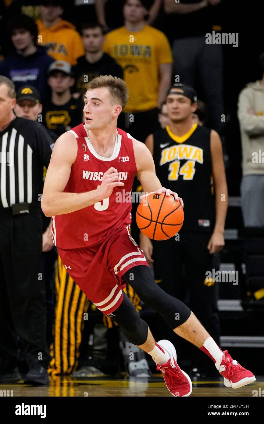 Wisconsin forward Tyler Wahl drives up court during the second half of ...