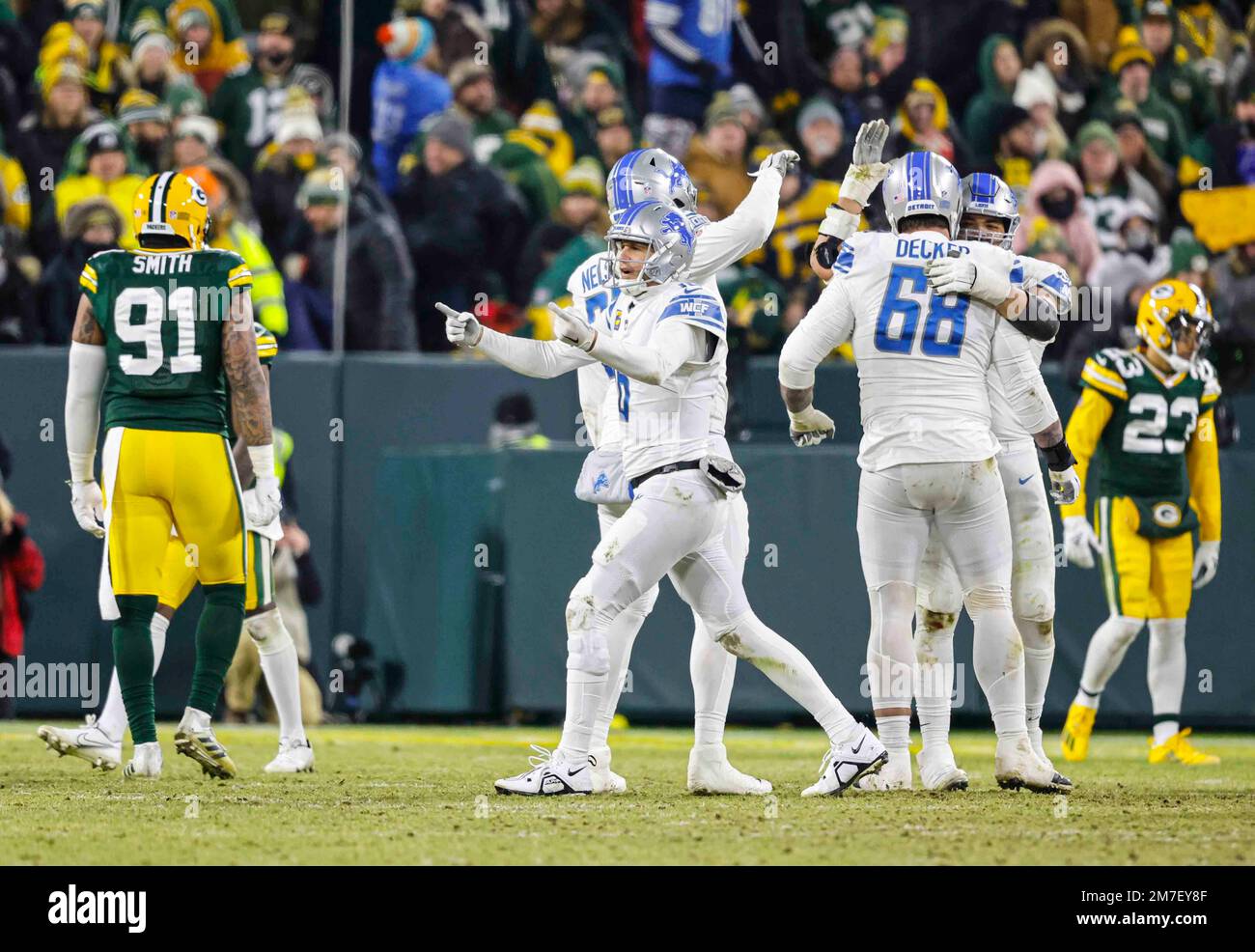 Detroit Lions quarterback Jared Goff (16) reacts in the closing seconds ...