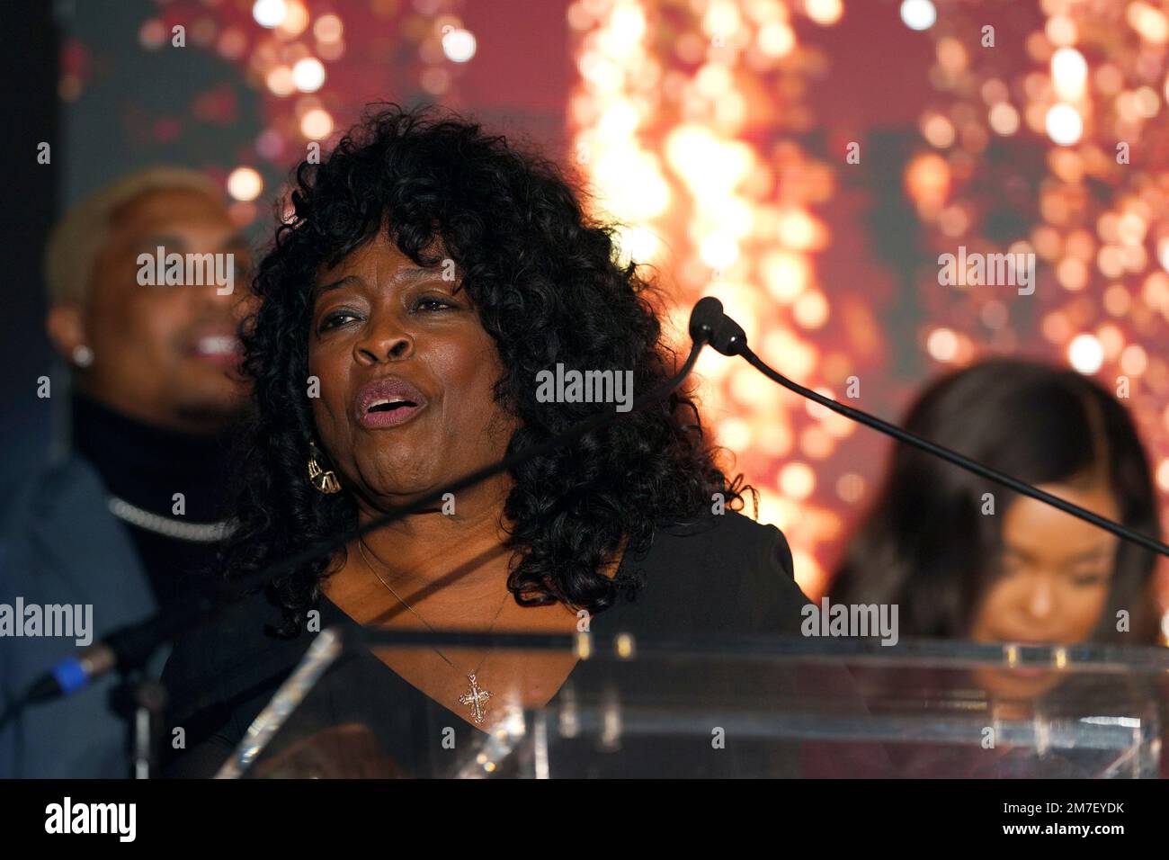Margaret Ensley speaks at A Golden Salute honoring Golden Globe ...