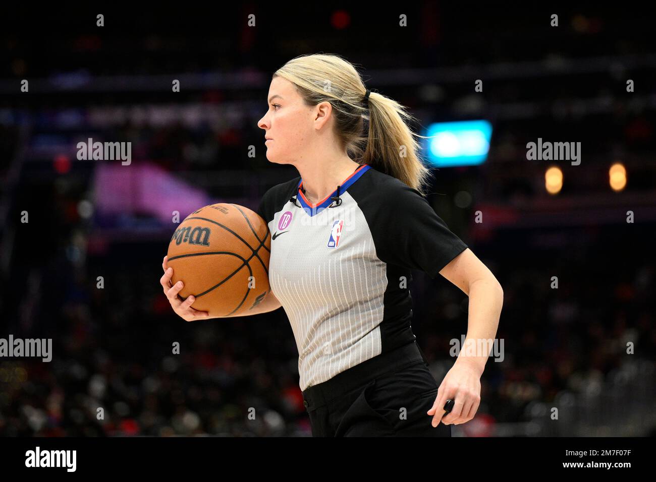 NBA referee Jenna Schroeder (84) in action during the first half of an ...