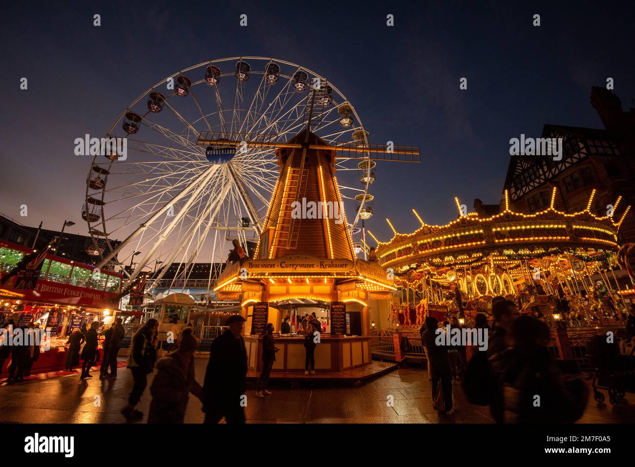 Sunset blue hour at the Winter Wonderland in Nottingham City ...