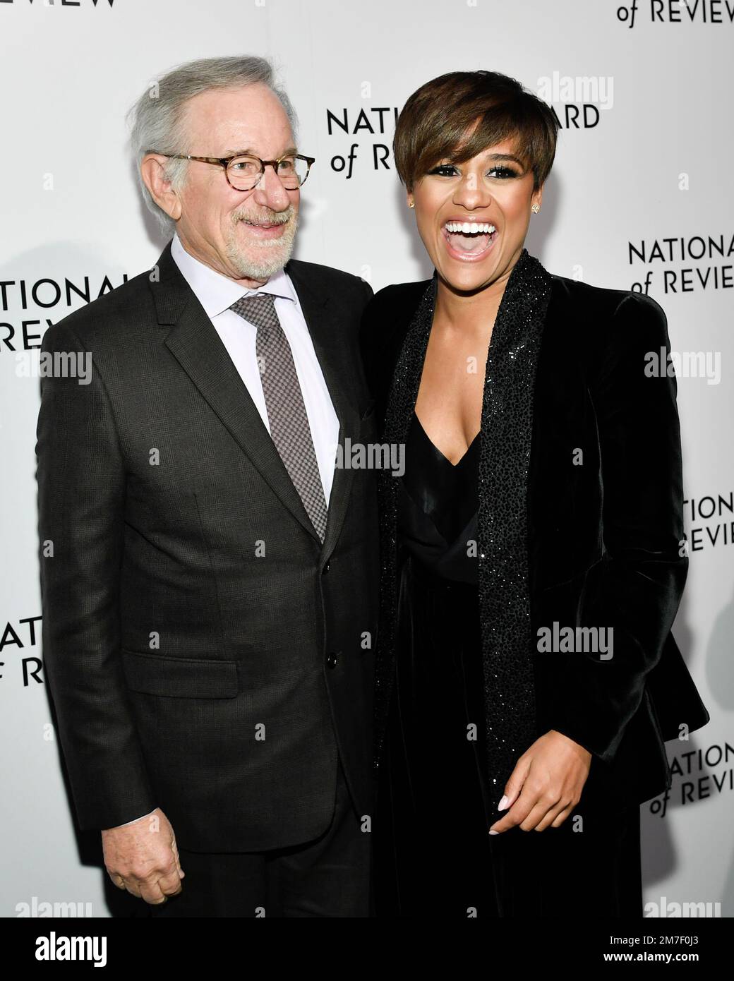 Steven Spielberg, left, and Ariana DeBose attend the National Board of ...