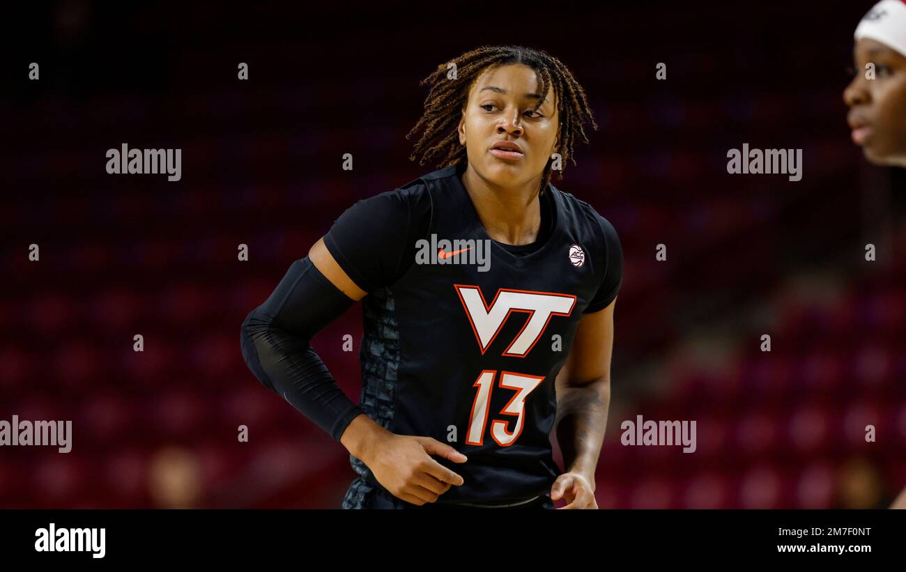 Virginia Tech forward Taylor Soule (13) reacts during the second half ...