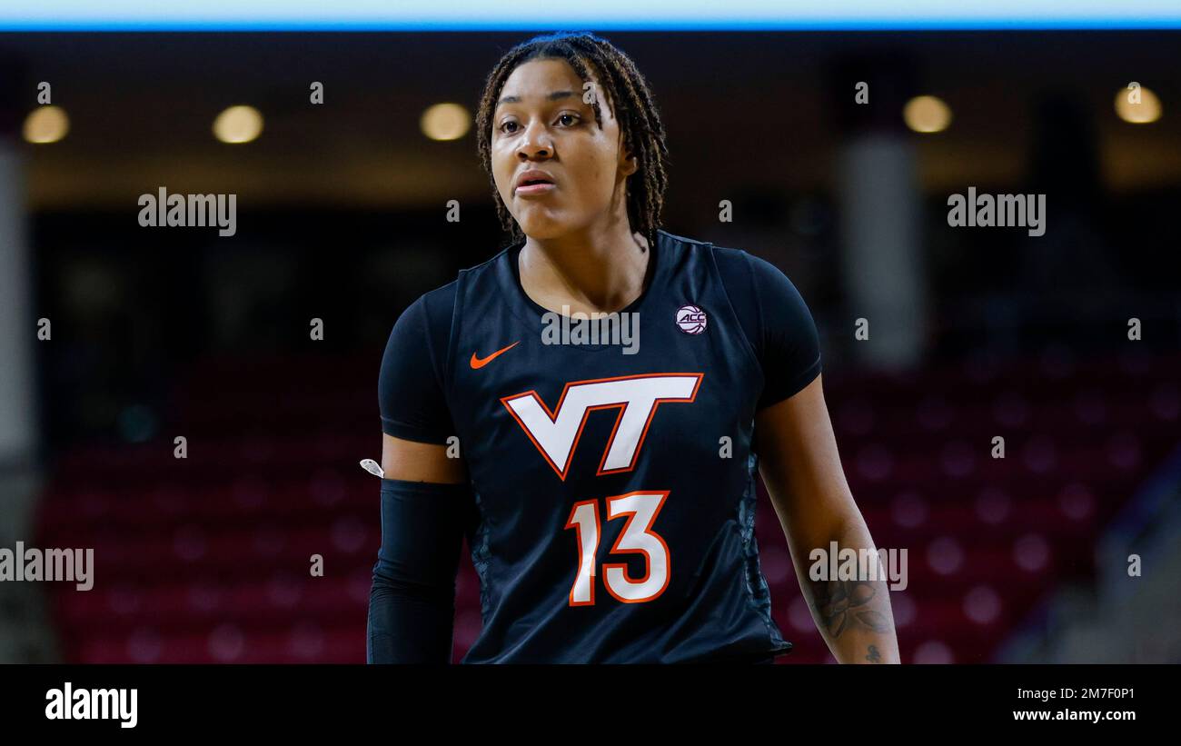 Virginia Tech forward Taylor Soule (13) reacts during the second half ...