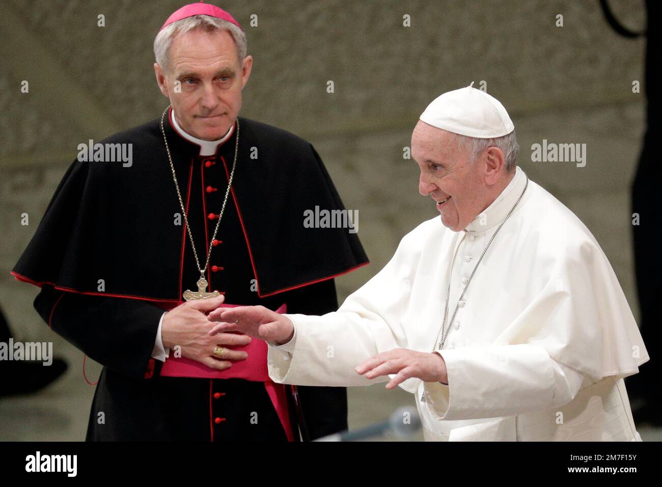 FILE - Prefect of the Papal Household Archbishop Georg Gaenswein, left ...