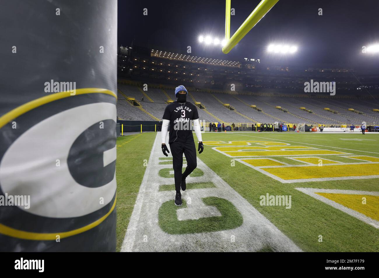 Detroit Lions' Austin Bryant wears a shirt in honor of safety Damar ...