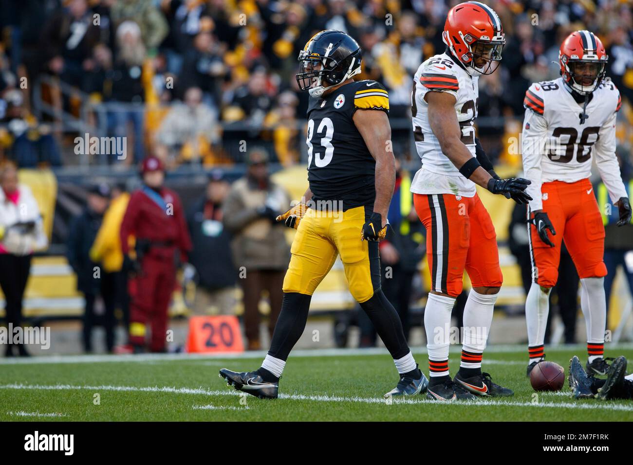 Pittsburgh Steelers tight end Connor Heyward (83) celebrates after a ...