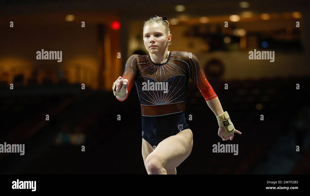 Oregon State's Jade Carey competes on the vault during an NCAA ...