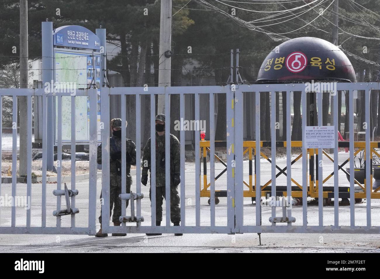 South Korean army soldiers stand guard before K-pop band BTS's member ...