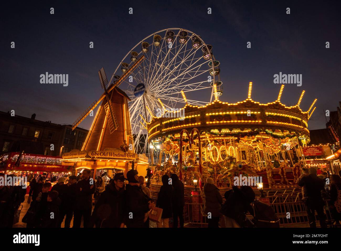 Sunset blue hour at the Winter Wonderland in Nottingham City ...