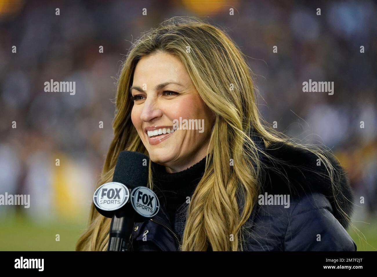 Fox Sports reporter Erin Andrews on the field during the first half an ...