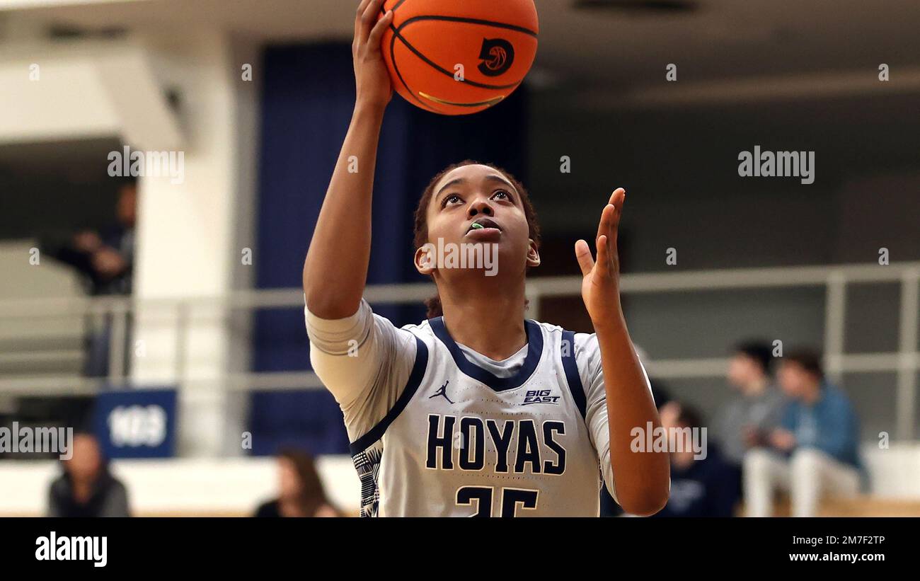 Georgetown forward Kaliyah Myricks (25) takes a shot before an NCAA ...