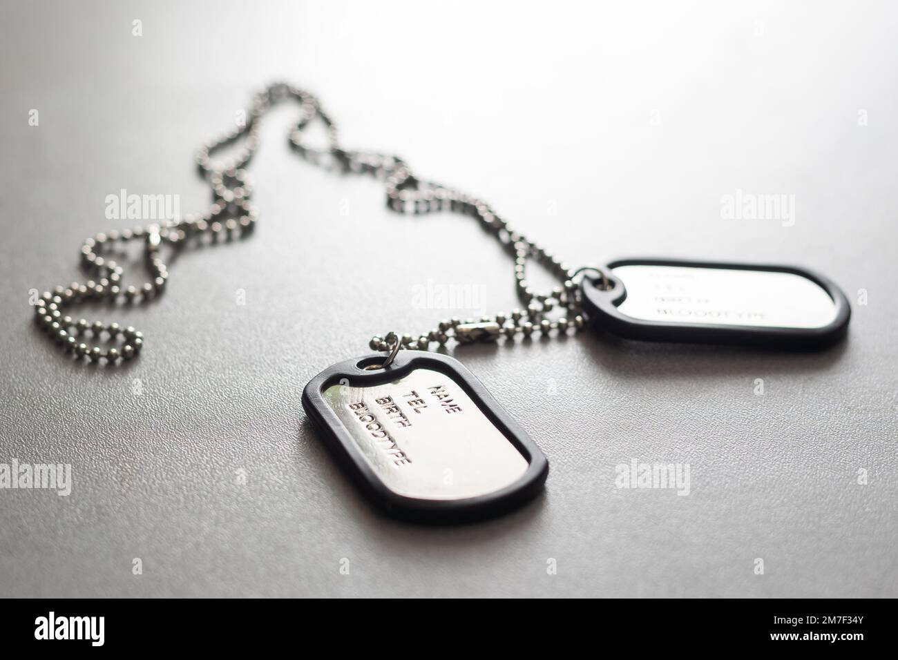 American military dog tags. badge with the name of a soldier Stock ...