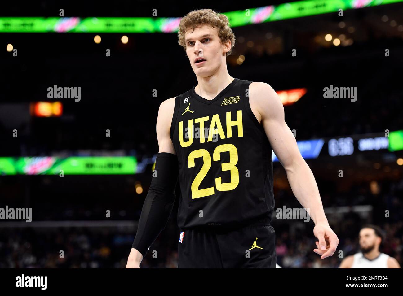 Utah Jazz forward Lauri Markkanen (23) stands on the court in the ...