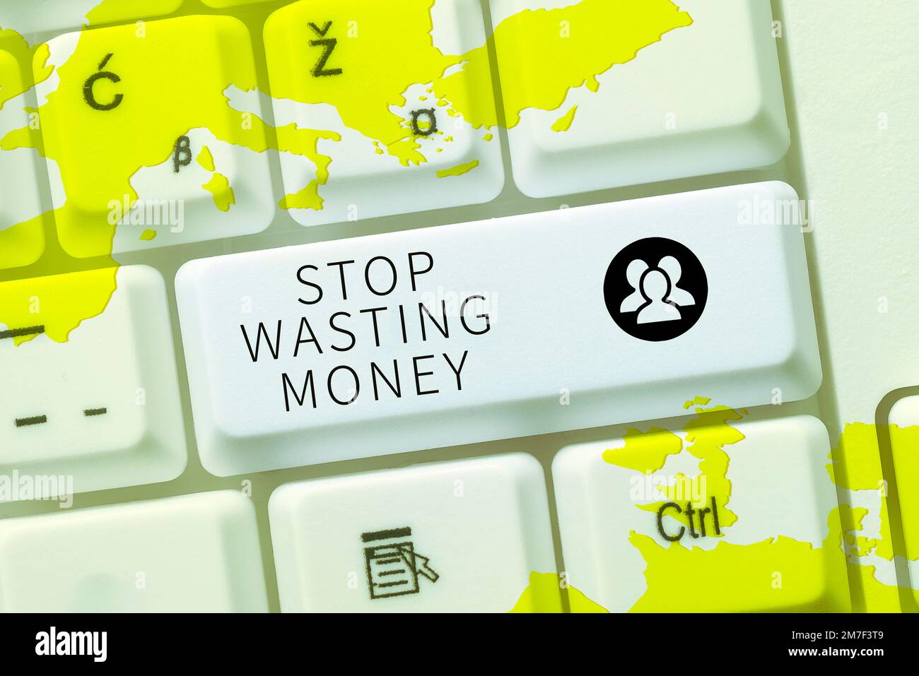 Sign displaying Stop Wasting Money. Business showcase advicing person ...