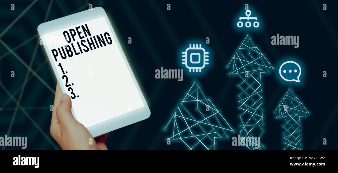 Conceptual caption Open Publishing. Internet Concept online access to ...