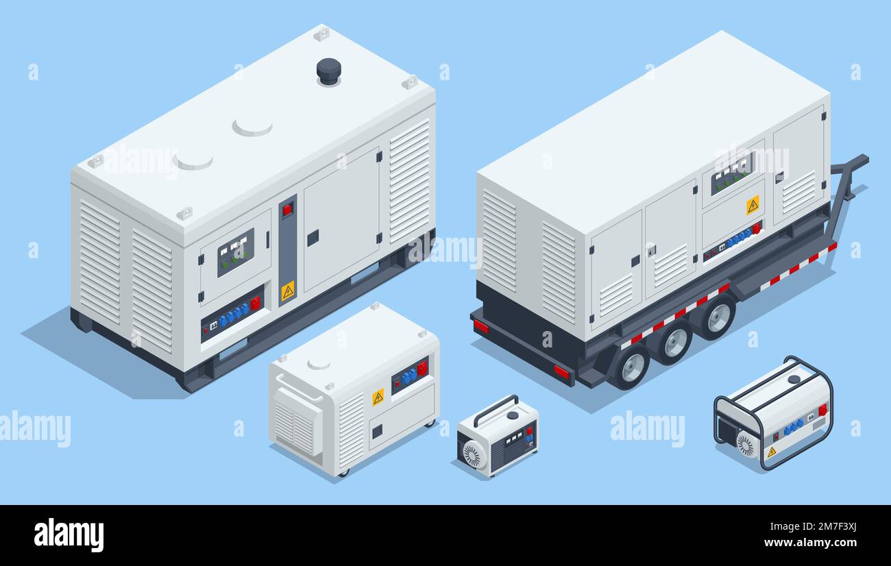 Isometric Portable electric power-generator, generator-trailer ...
