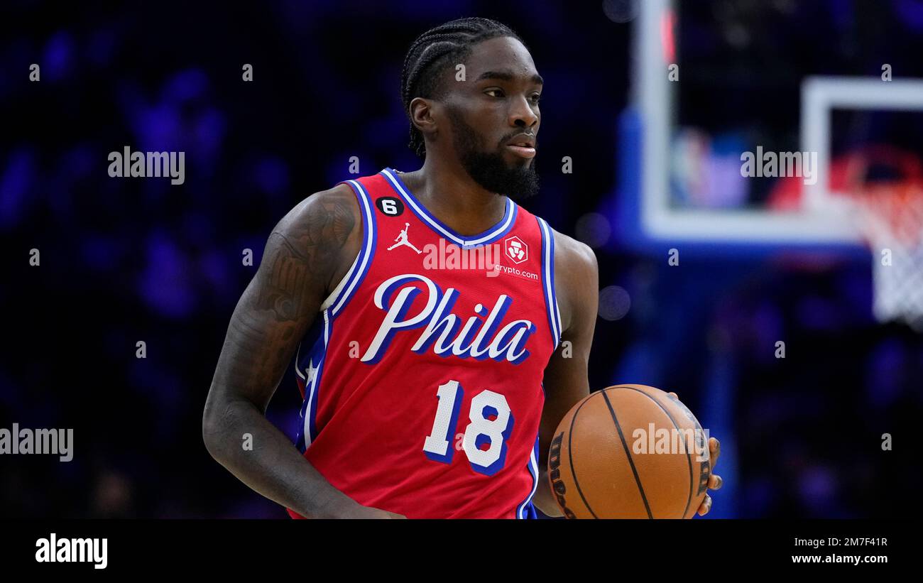 Philadelphia 76ers' Shake Milton plays during an NBA basketball game ...