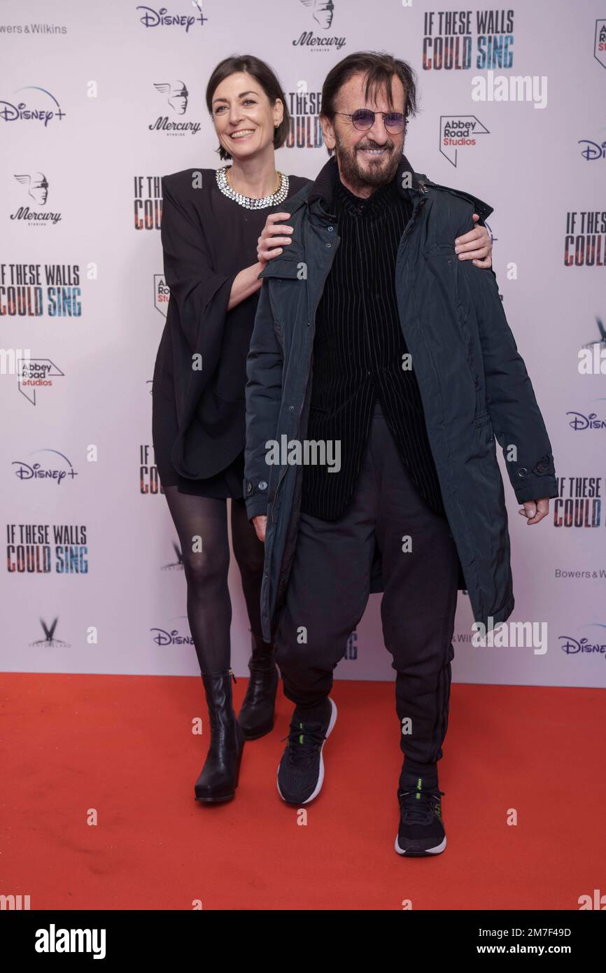 Mary McCartney, left and Ringo Starr pose for photographers upon ...