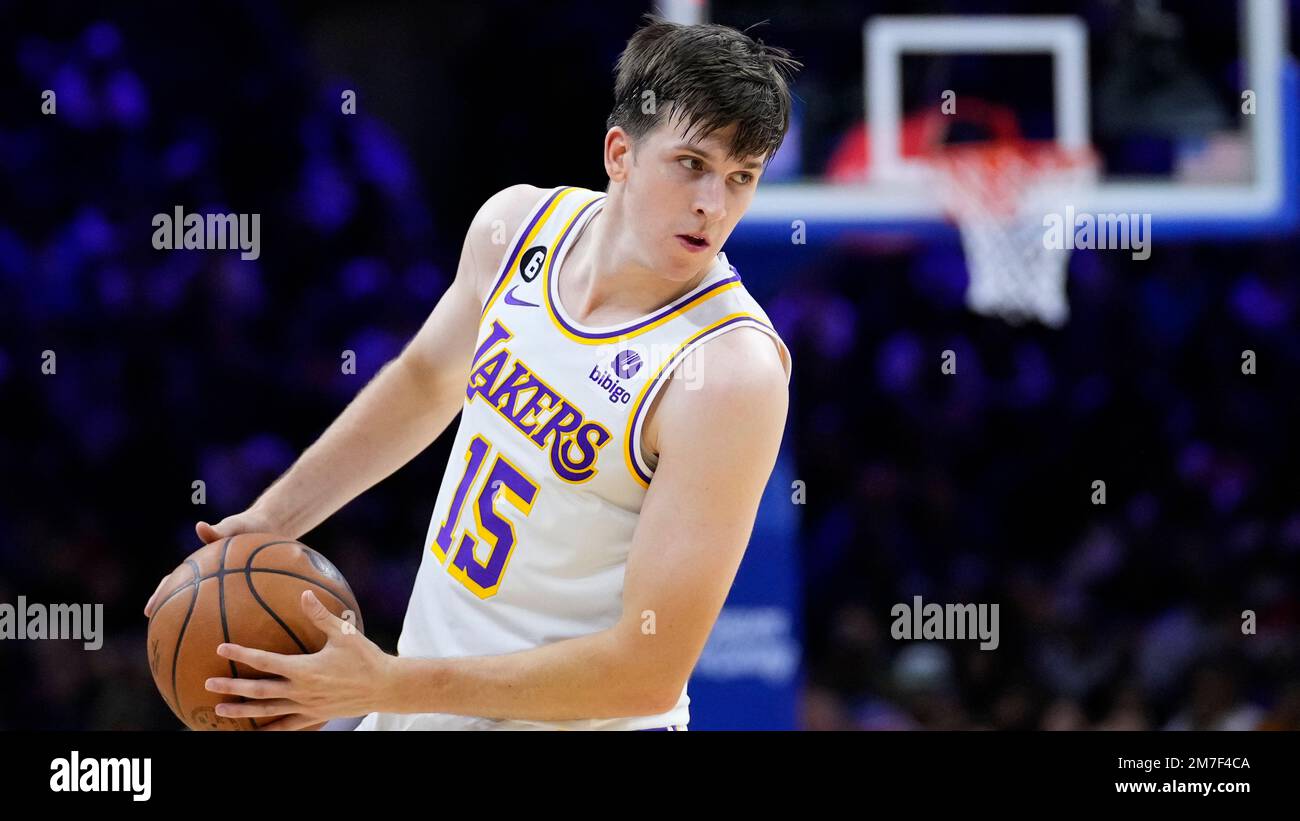 Los Angeles Lakers' Austin Reaves plays during an NBA basketball game ...