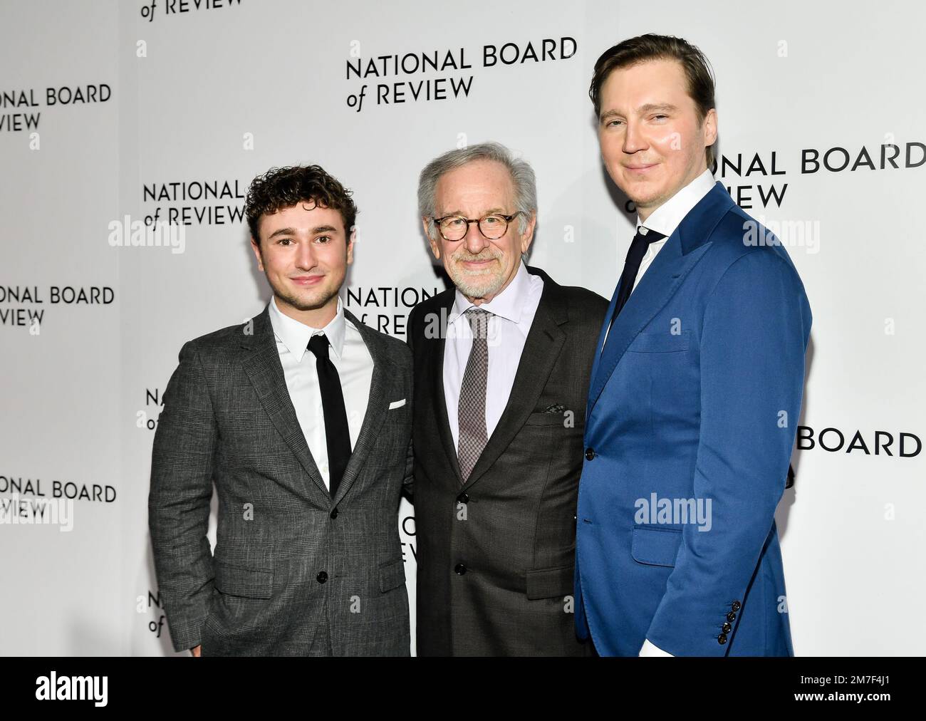 Gabriel LaBelle, left, Steven Spielberg and Paul Dano attend the ...